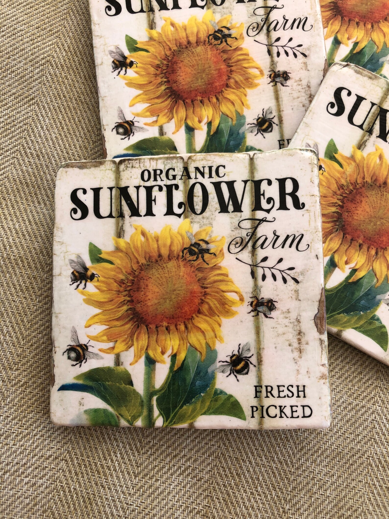 Sunflower Ceramic Tile Coasters Square Coasters Home Decor - Etsy
