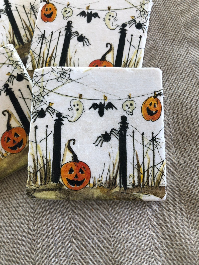 Natural Stone Halloween Coasters, Pumpkin Coasters, Ghost Coasters ...