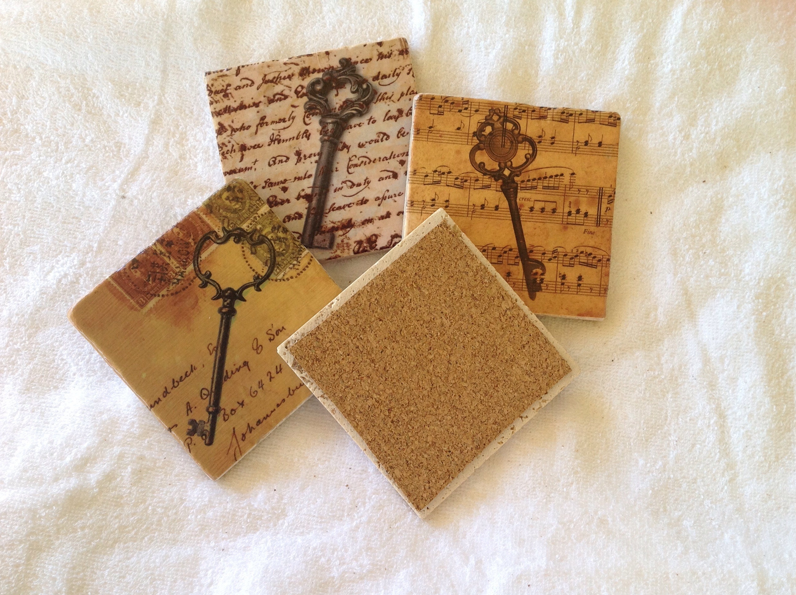 Natural Stone Tile Key Coasters, Beverage Coasters, Home Decor Coasters ...