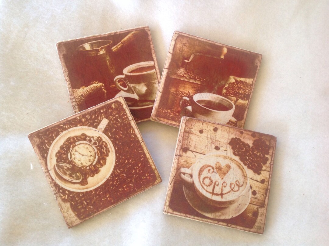 Natural Stone Coffee Themed Coasters, Coffee Coasters, Stone Coasters ...