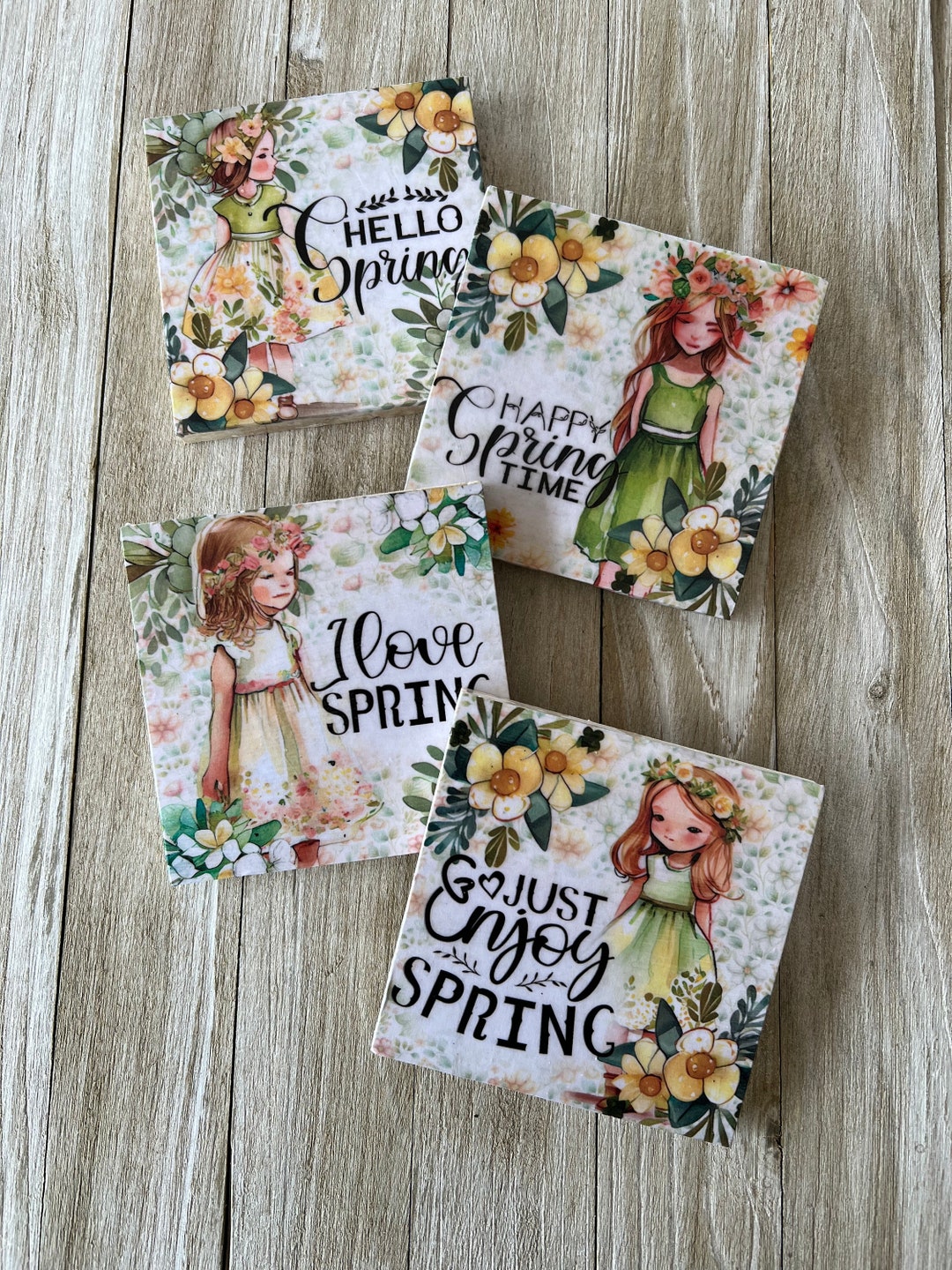 Natural Stone Spring Girls Coasters, Flower Coasters, Spring Flower ...