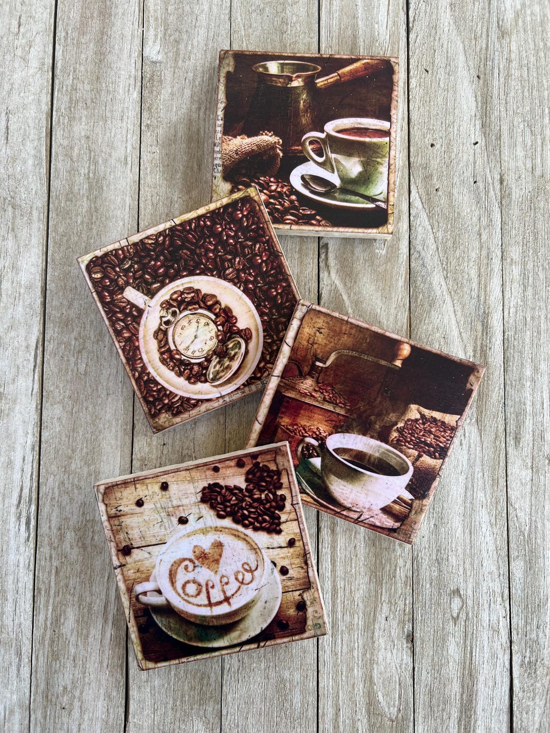 Natural Stone Coffee Themed Coasters, Coffee Coasters, Stone Coasters ...