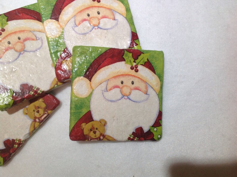 Natural Stone Santa Coasters Beverage Coasters Christmas - Etsy