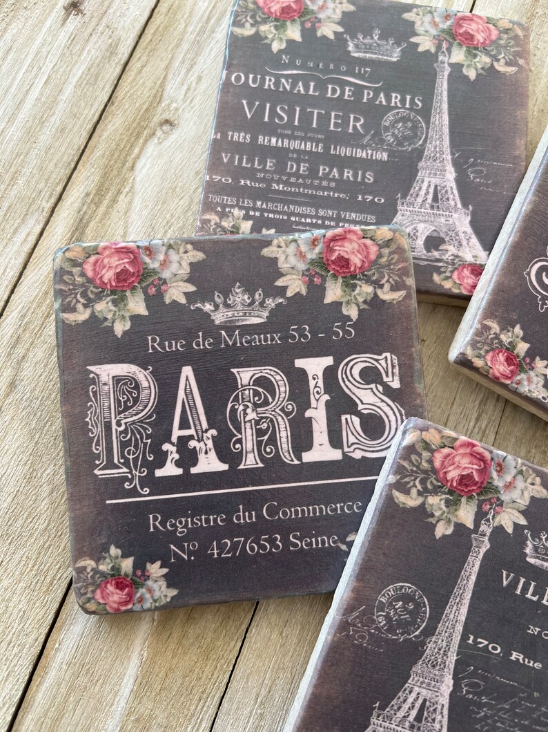 Natural Stone Paris Themed Coasters Effel Tower Coasters - Etsy