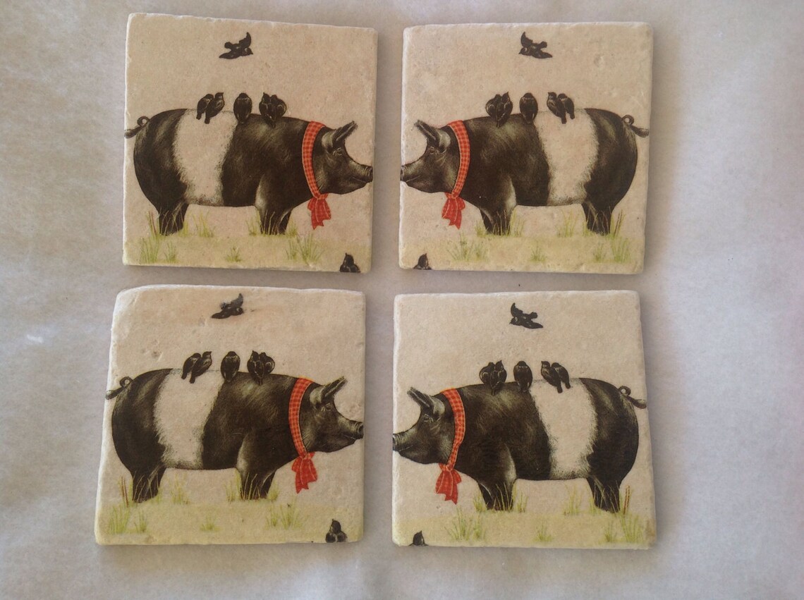 Natural Stone Pig Themed Coasters Pig Coasters Beverage - Etsy