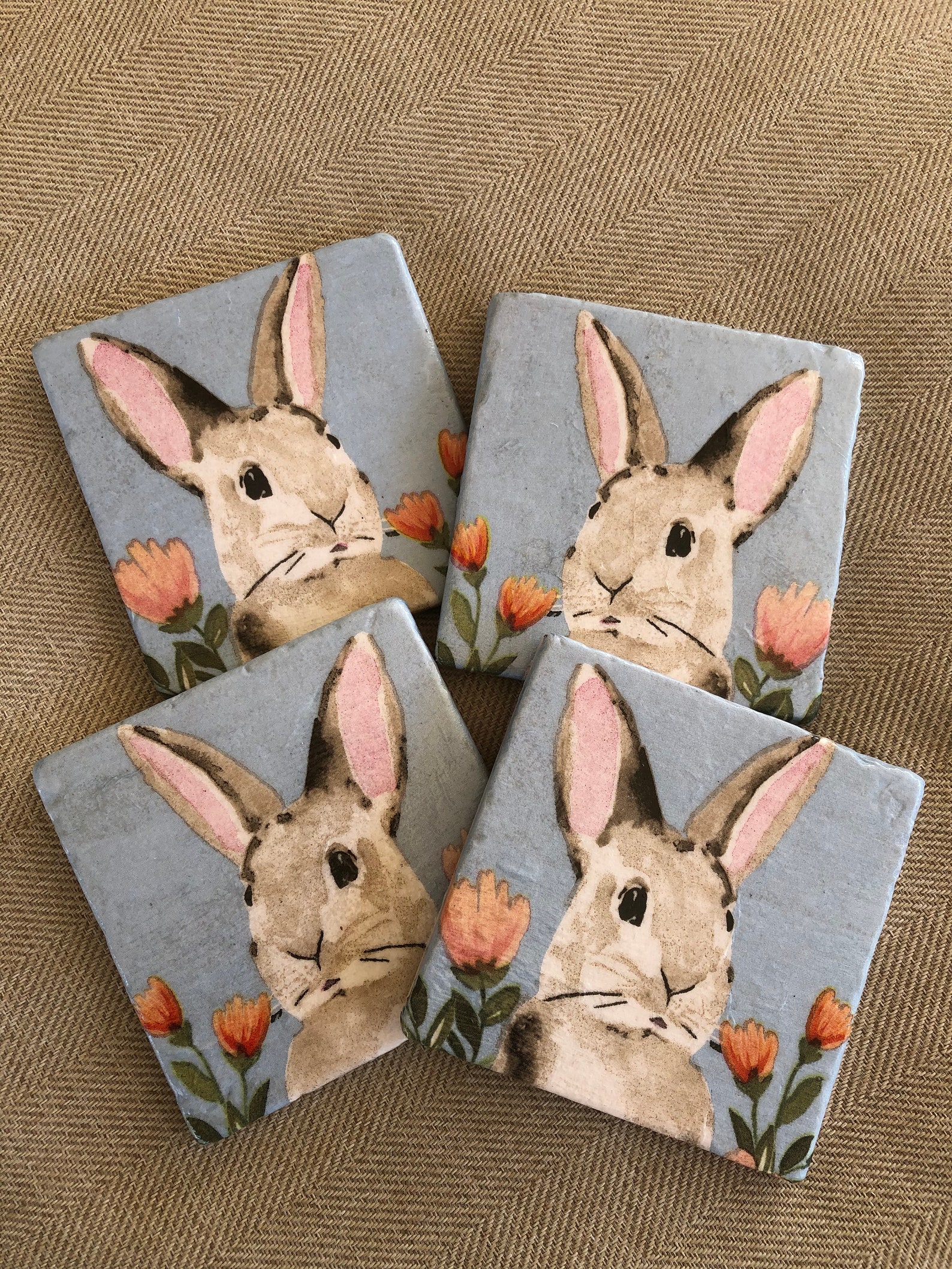 Natural Stone Bunny Coasters Easter Coasters Holiday - Etsy