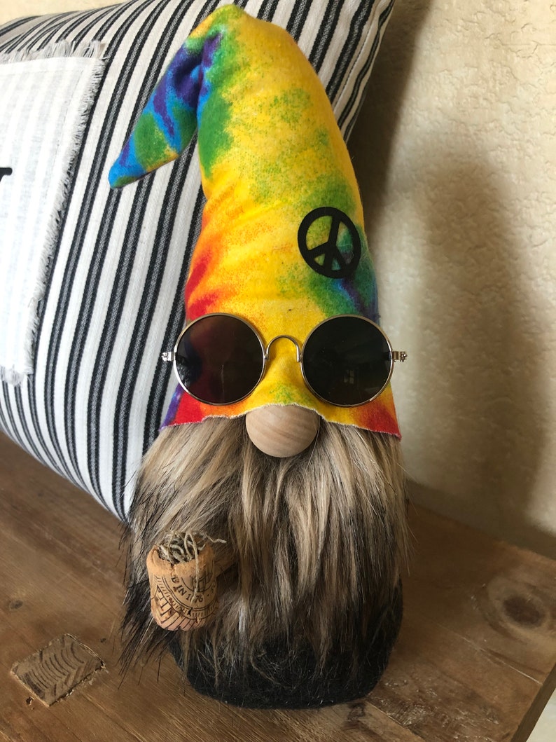 Gnome Sixties Peace Gnome Tie Dye Sixties Gnome Home Decor - Etsy