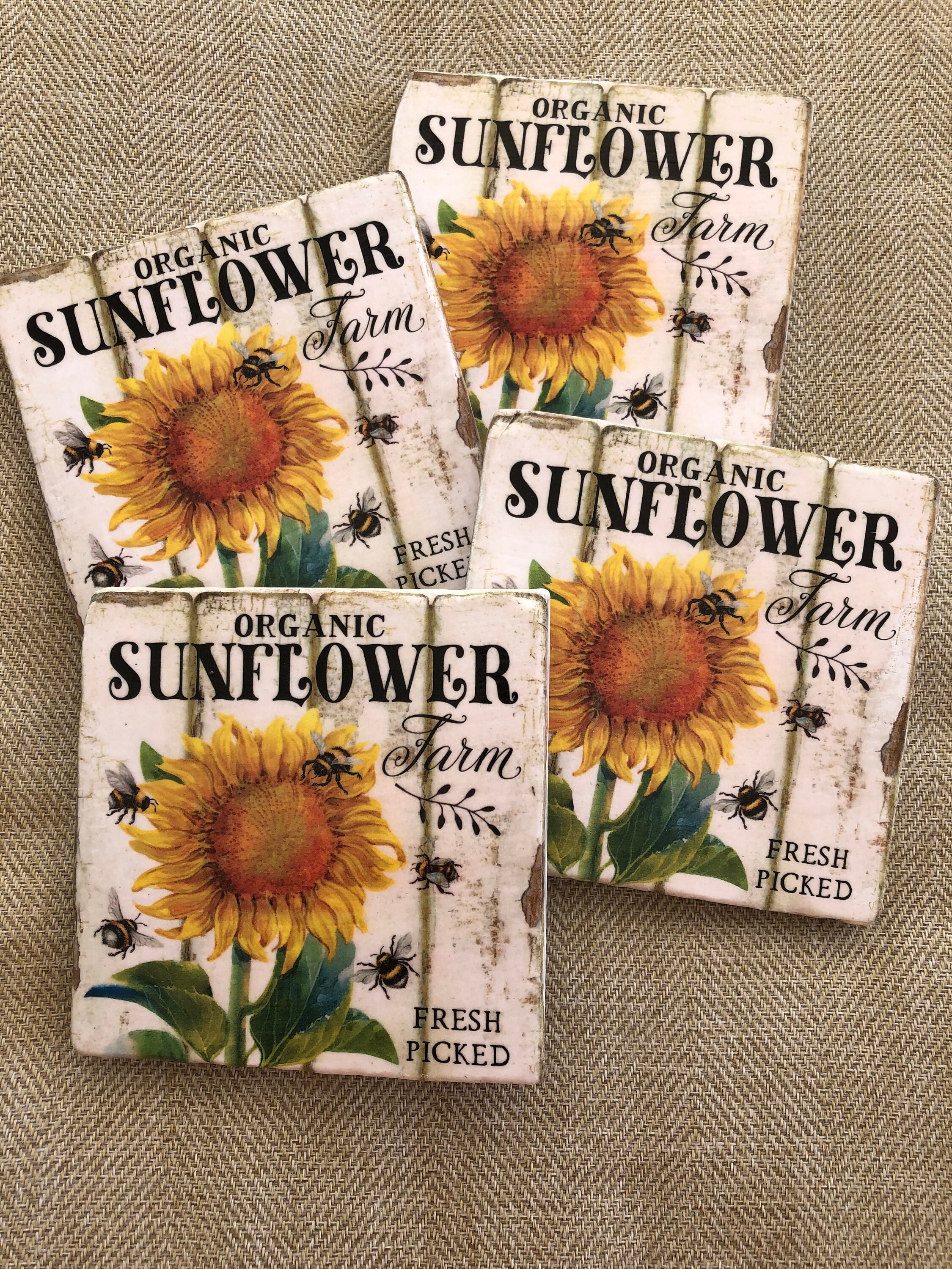 Sunflower Ceramic Tile Coasters Square Coasters Home Decor - Etsy