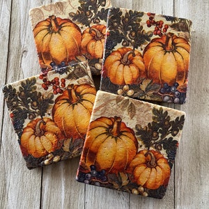 Natural Stone Pumpkin Coasters, Thanksgiving Coasters, Halloween ...