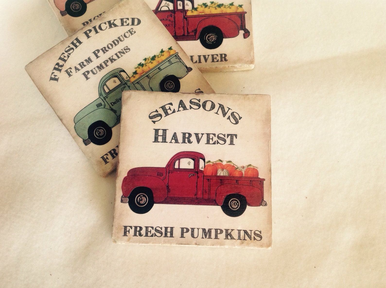 Set of Natural Stone Fall Coasters Beverage Coasters With | Etsy