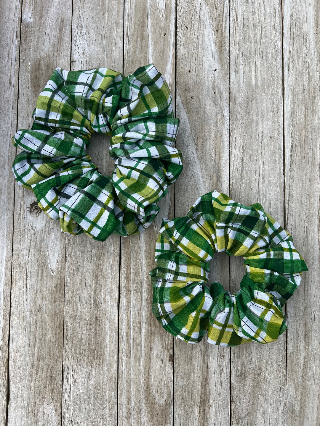 Green Plaid Scrunchies, Hair Scrunchy, Hair Ties, Hair Acessories ...