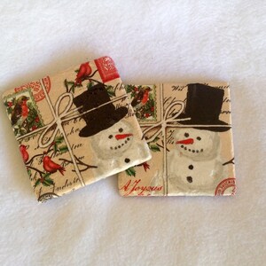 Set of Two Natural Stone Snowman Coasters Beverage Coasters | Etsy