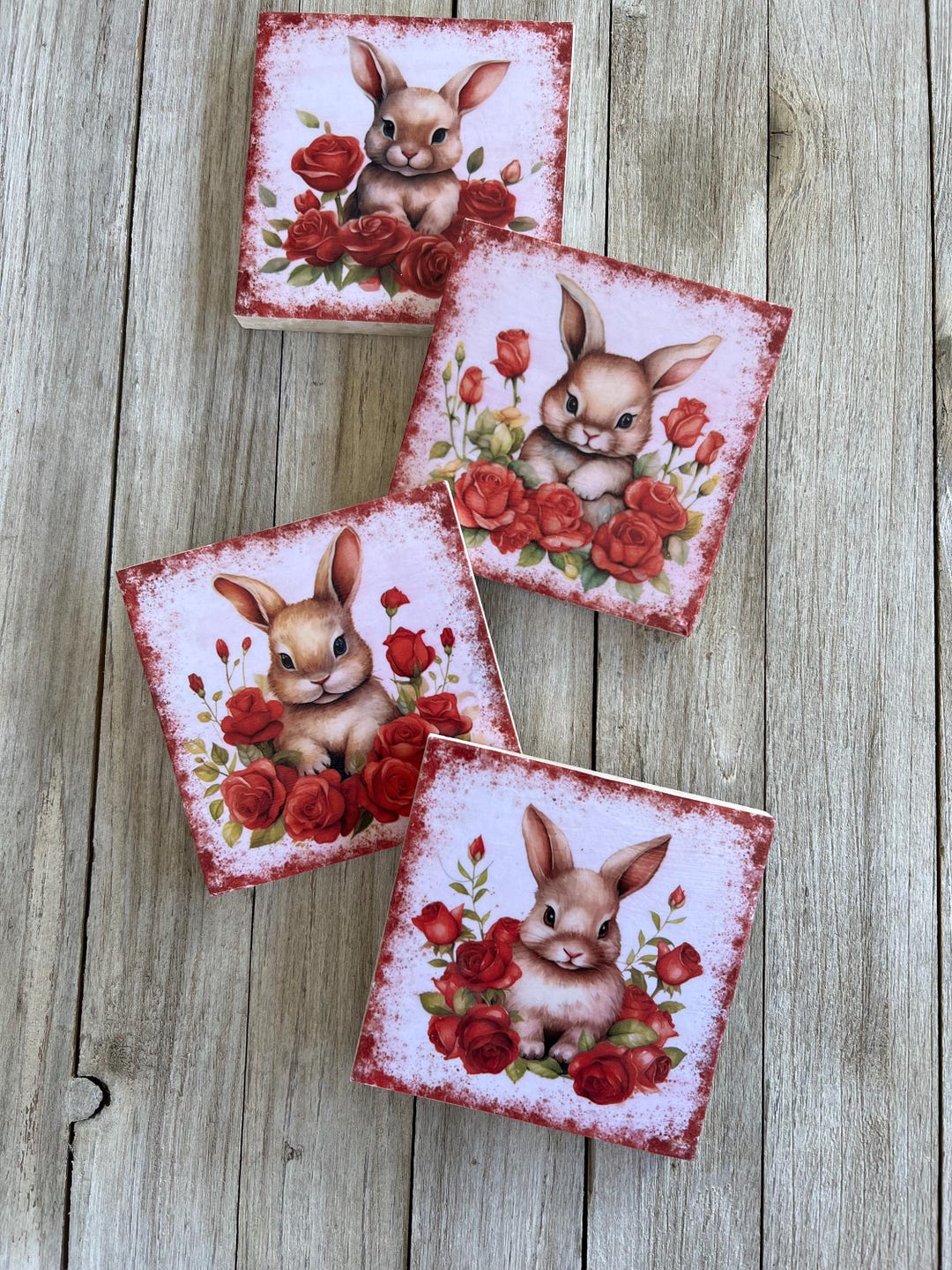 Natural Stone Bunny Coasters, Easter Coasters, Stone Coasters, Square ...