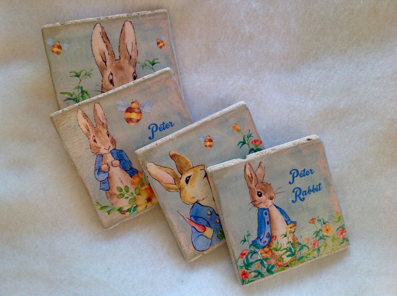 Natural Stone Bunny Coasters Easter Coasters Beverage | Etsy