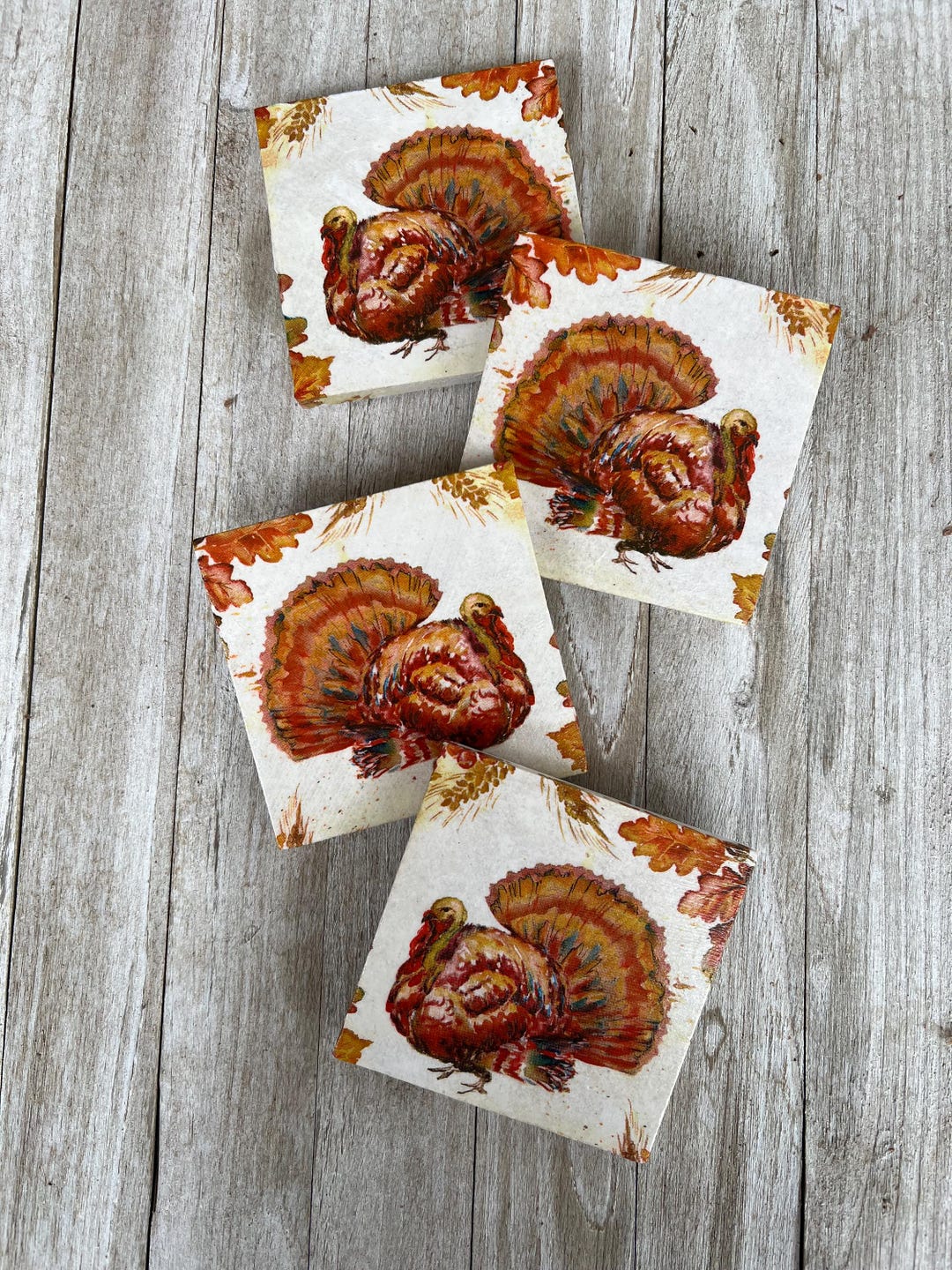 Natural Stone Turkey Coasters, Thanksgiving Coasters, Holiday Decor ...