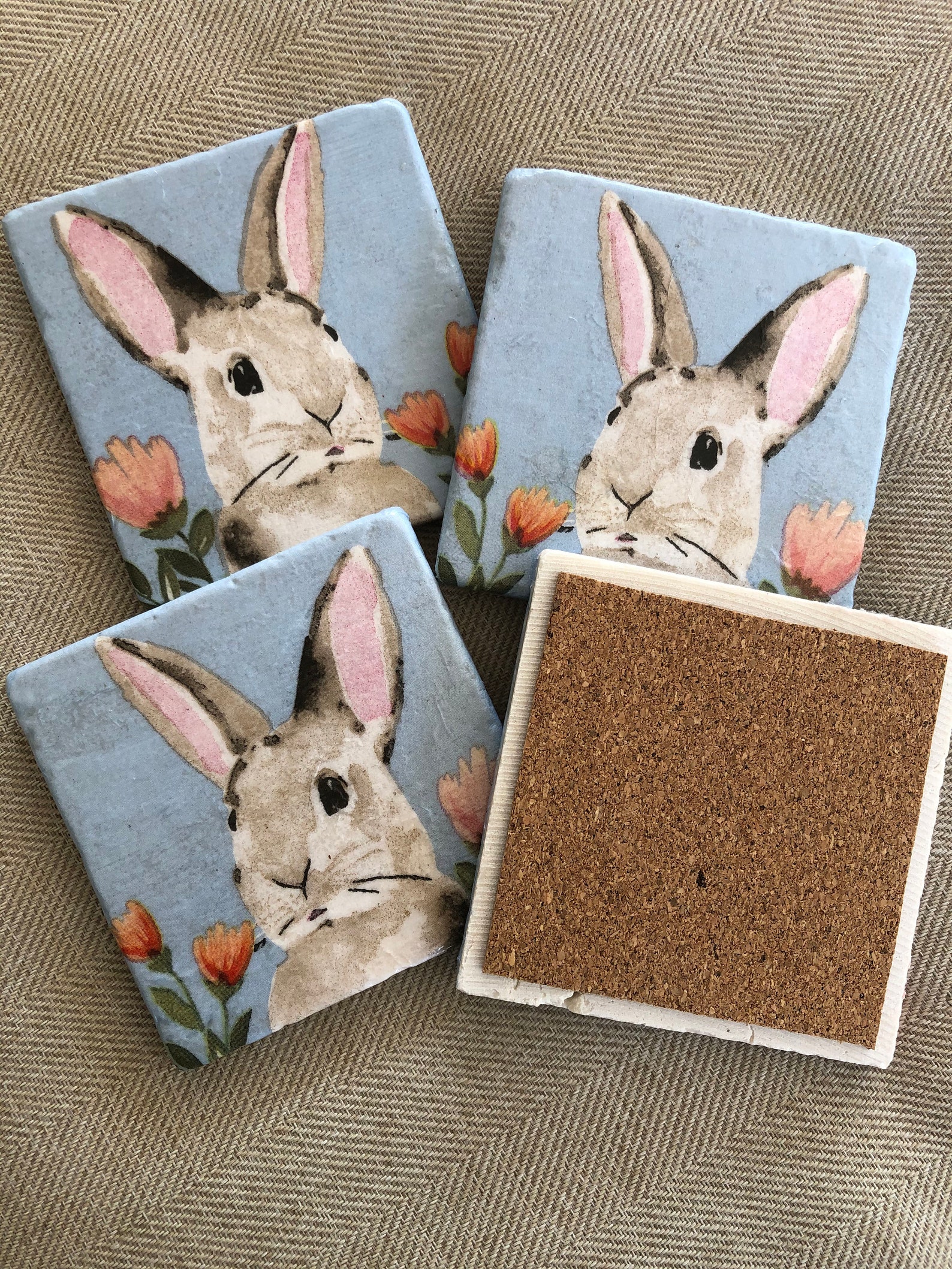 Natural Stone Bunny Coasters Easter Coasters Holiday - Etsy