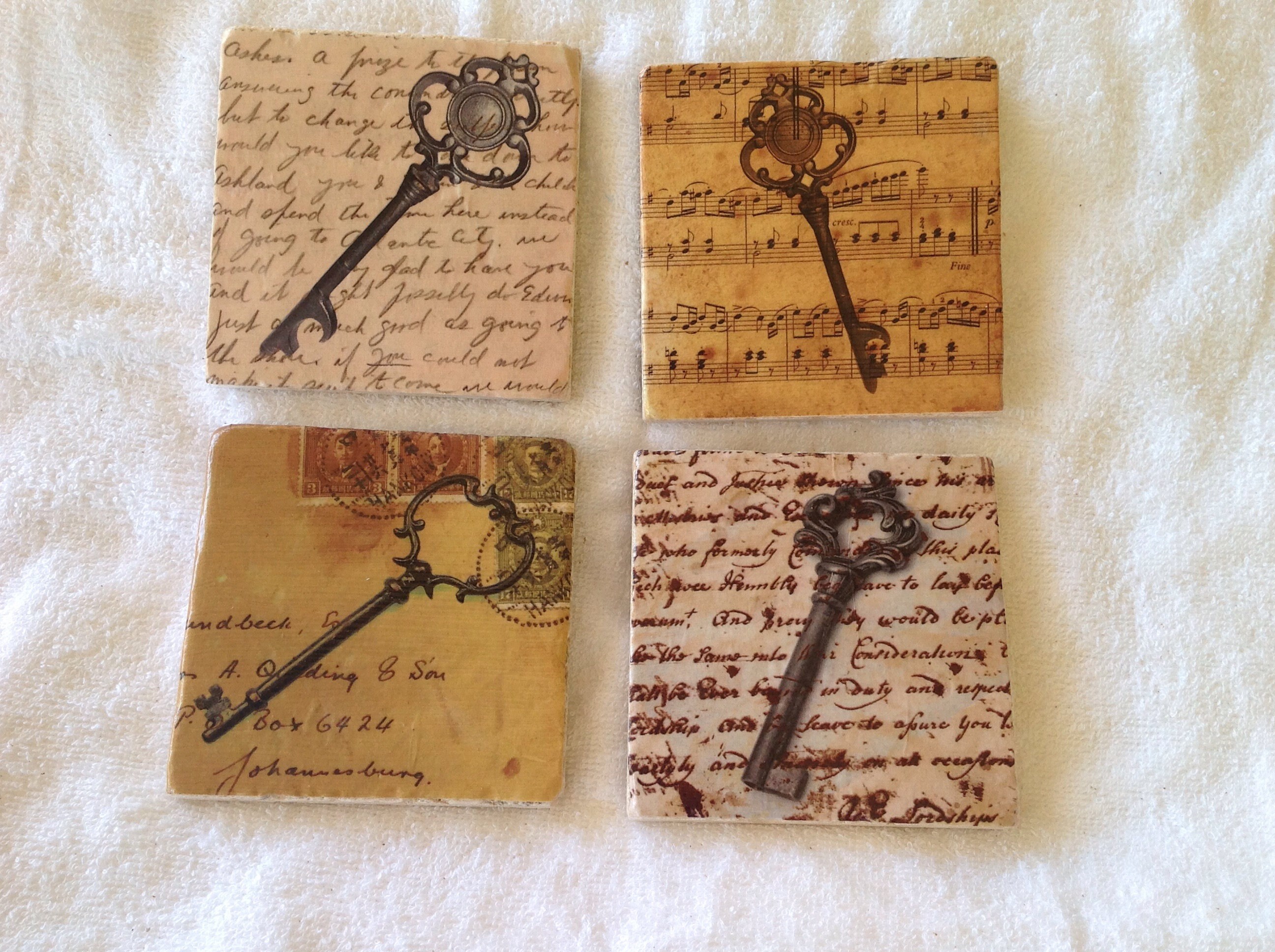 Natural Stone Tile Key Coasters, Beverage Coasters, Home Decor Coasters ...