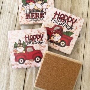 Natural Stone Gnome Christmas Coasters, Merry Christmas Gnome Coasters ...