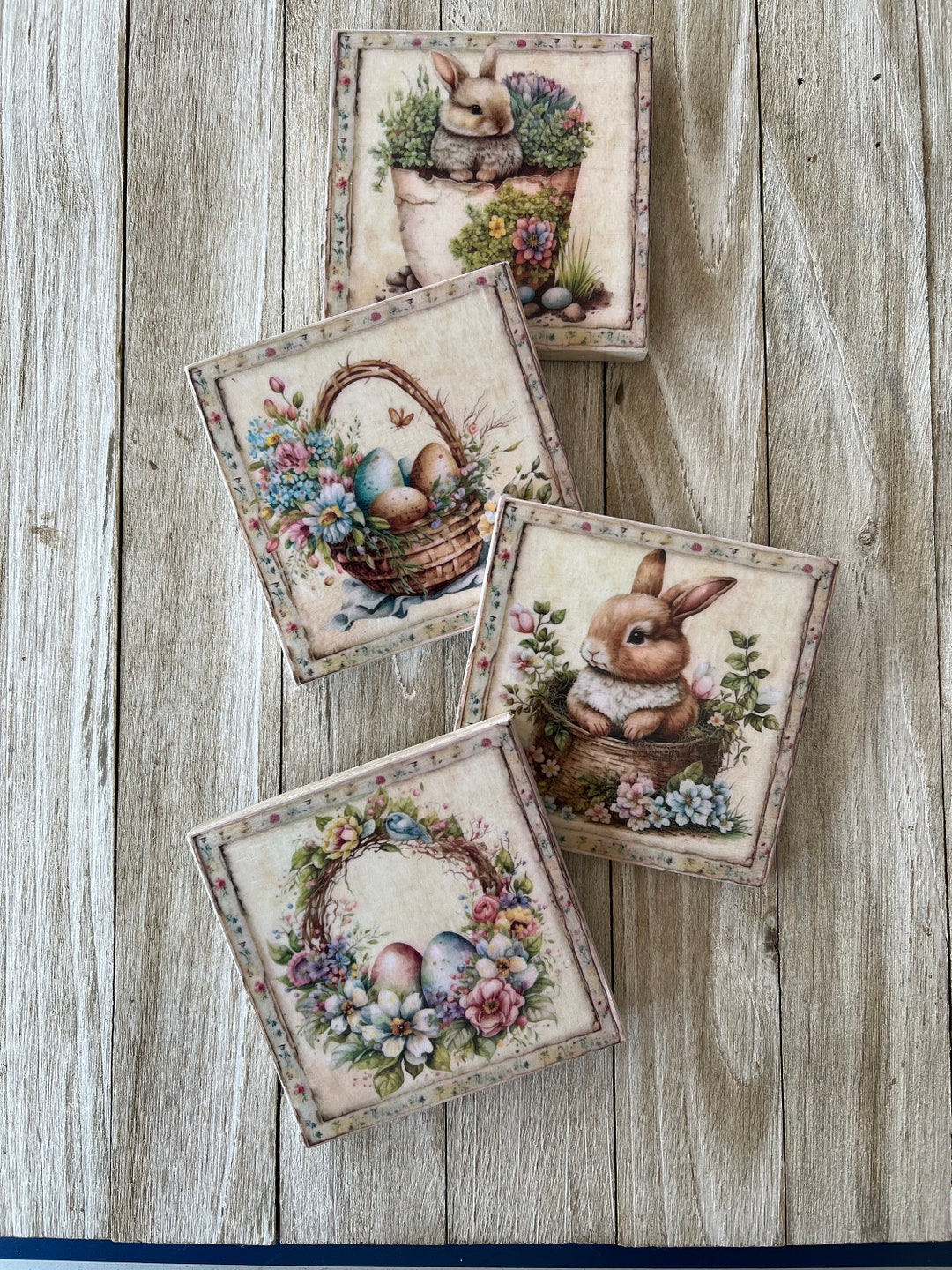 Natural Stone Bunny Coasters, Easter Coasters, Bunny Coasters, Easter ...