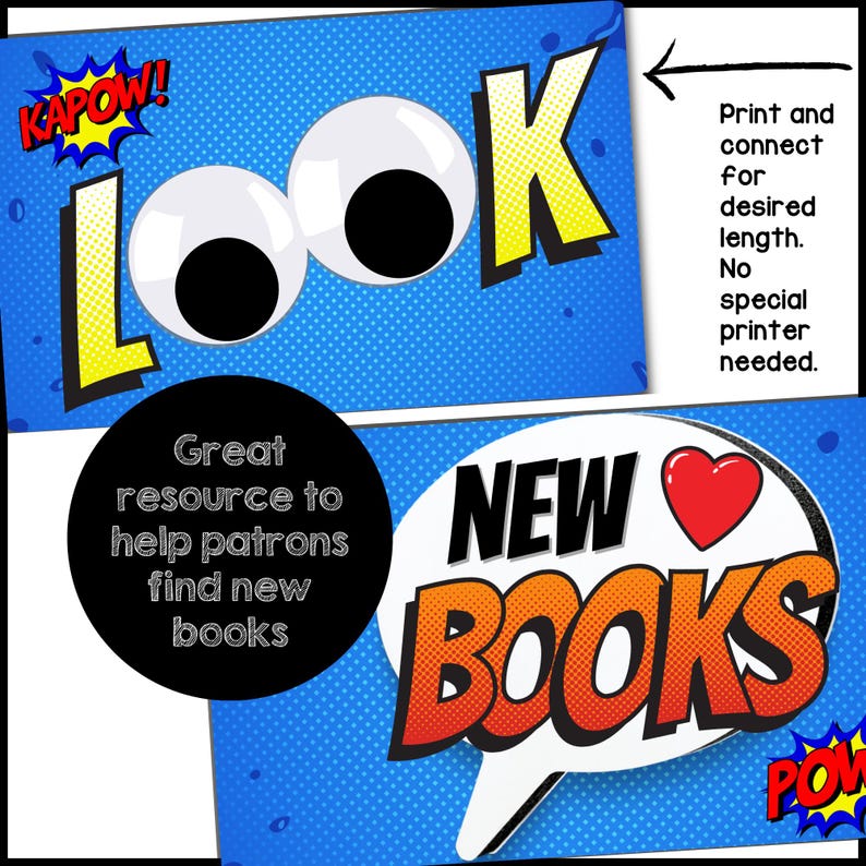 LOOK! New Books ｜library Display Sign - Etsy