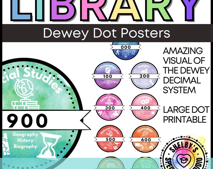 Dewey Dots ｜nonfiction Library Sign + FREE Just Dewey It Header - Etsy