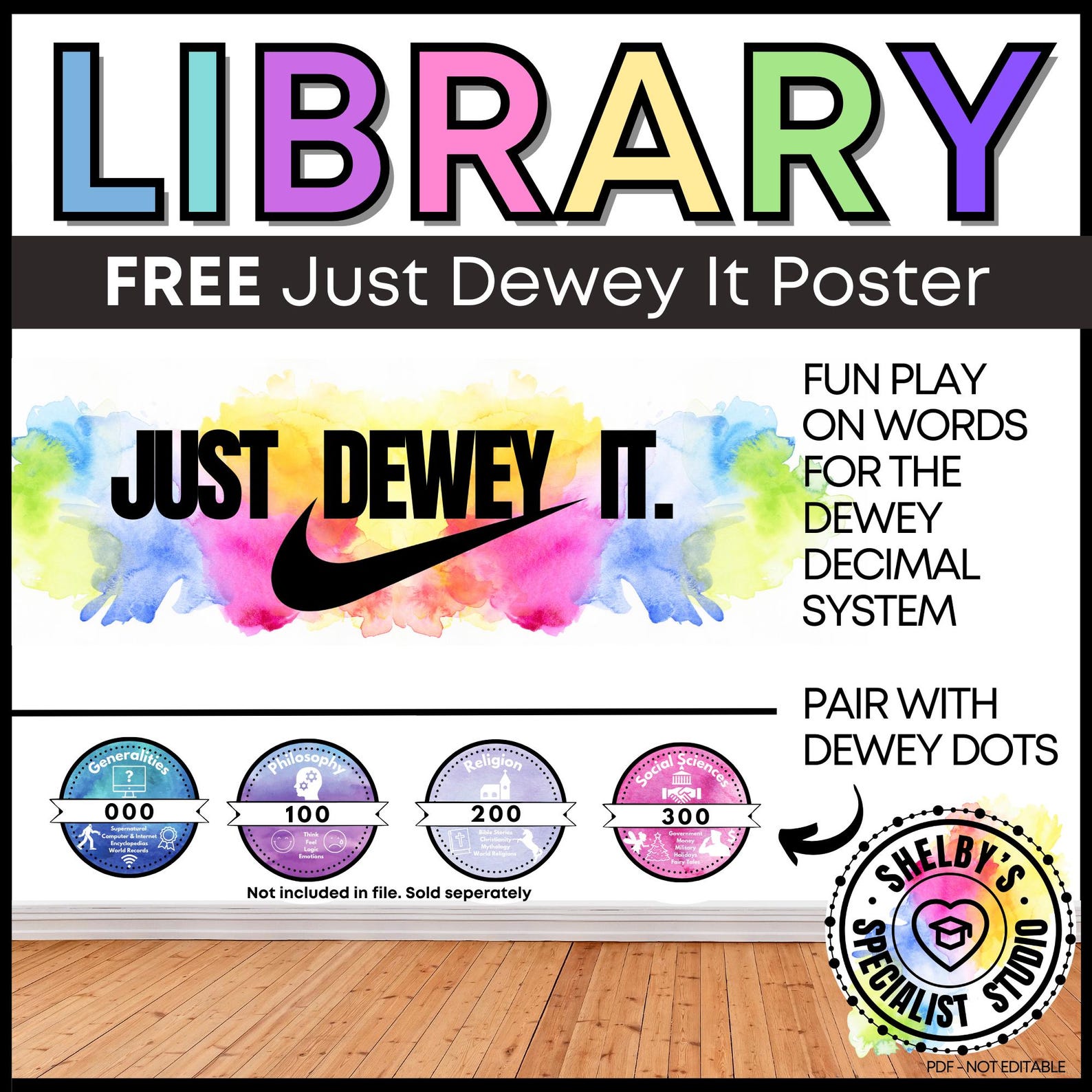 Dewey Dots ｜nonfiction Library Sign + FREE Just Dewey It Header - Etsy