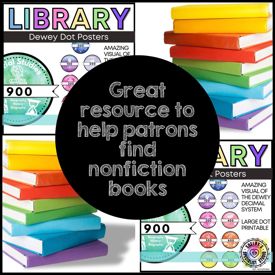 Dewey Dots ｜nonfiction Library Sign + FREE Just Dewey It Header - Etsy