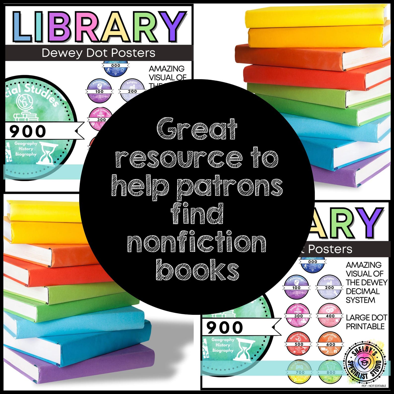 Dewey Dots ｜nonfiction Library Sign + FREE Just Dewey It Header - Etsy