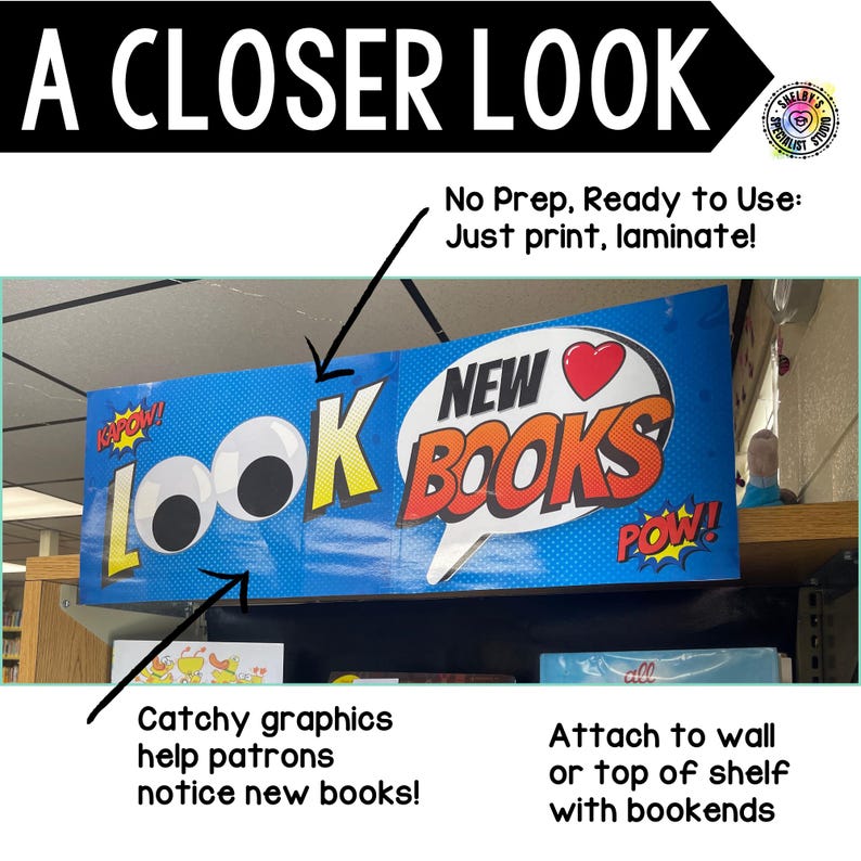 LOOK! New Books ｜library Display Sign - Etsy