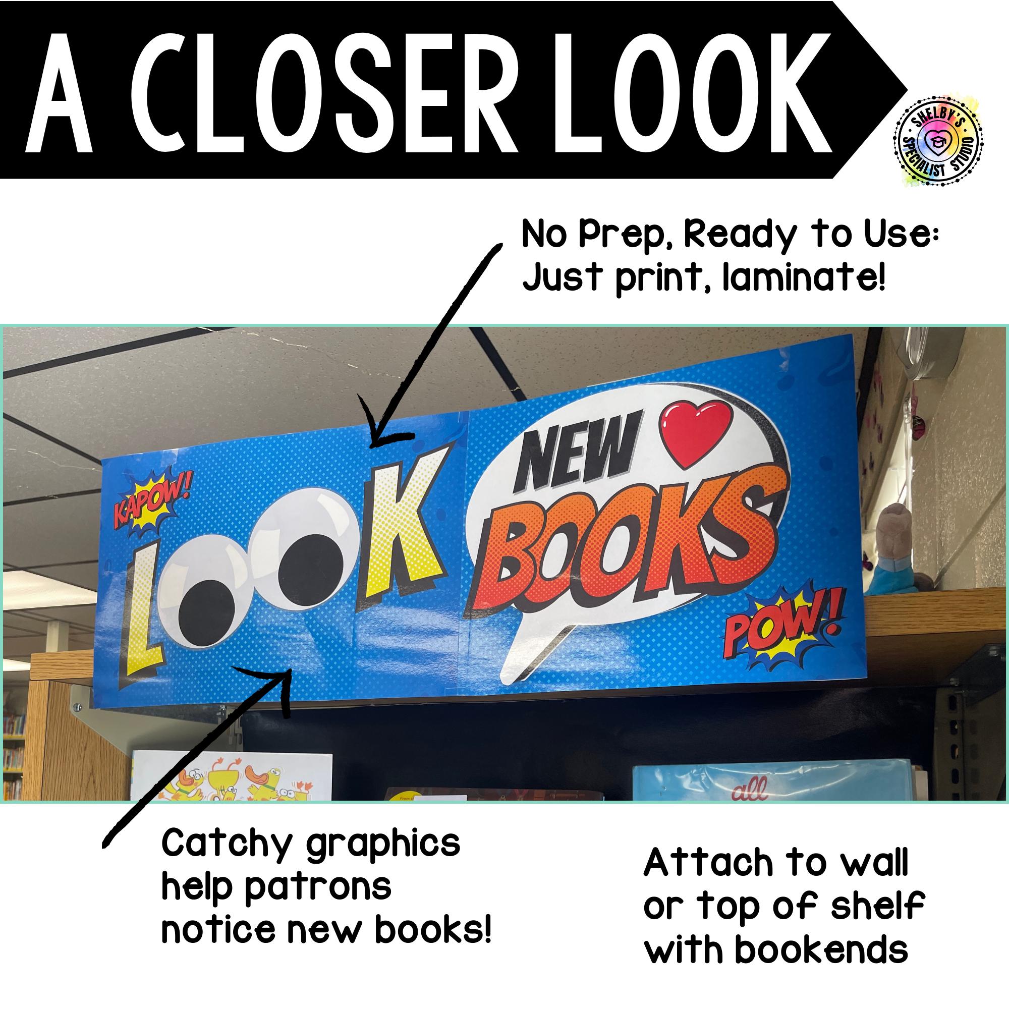 LOOK! New Books ｜library Display Sign - Etsy