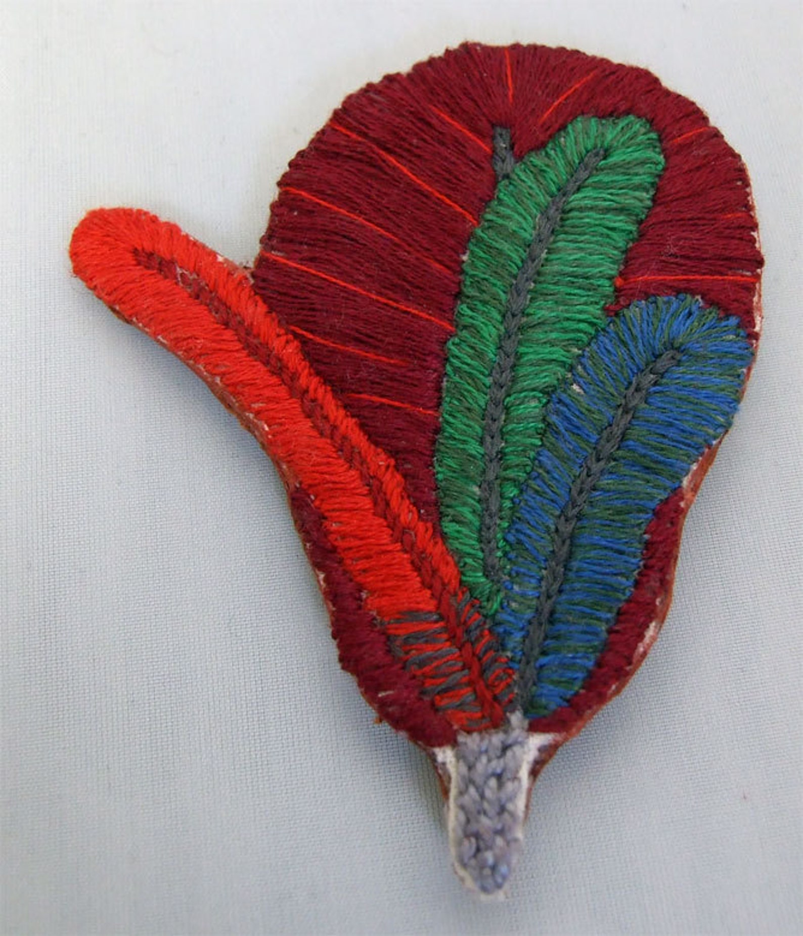 Hand Embroidered Feather Brooch - Etsy