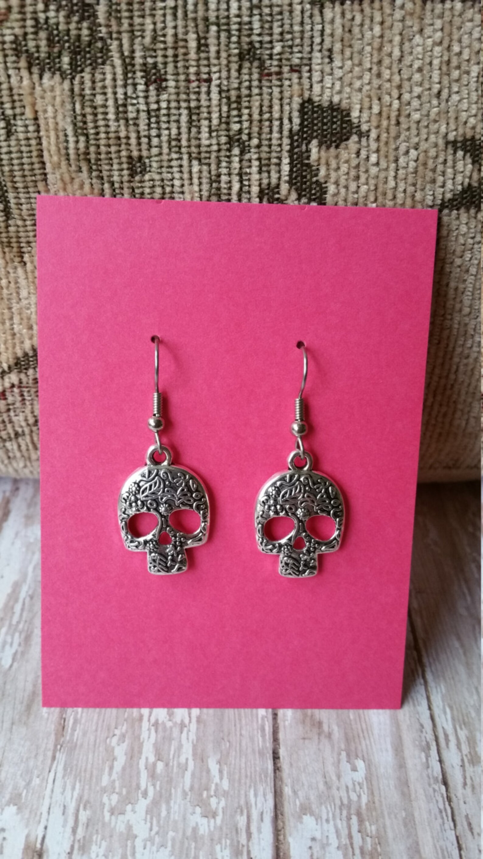 Sugar Skull/Decorative Skull Charm Dangle Earrings Flat Rate | Etsy