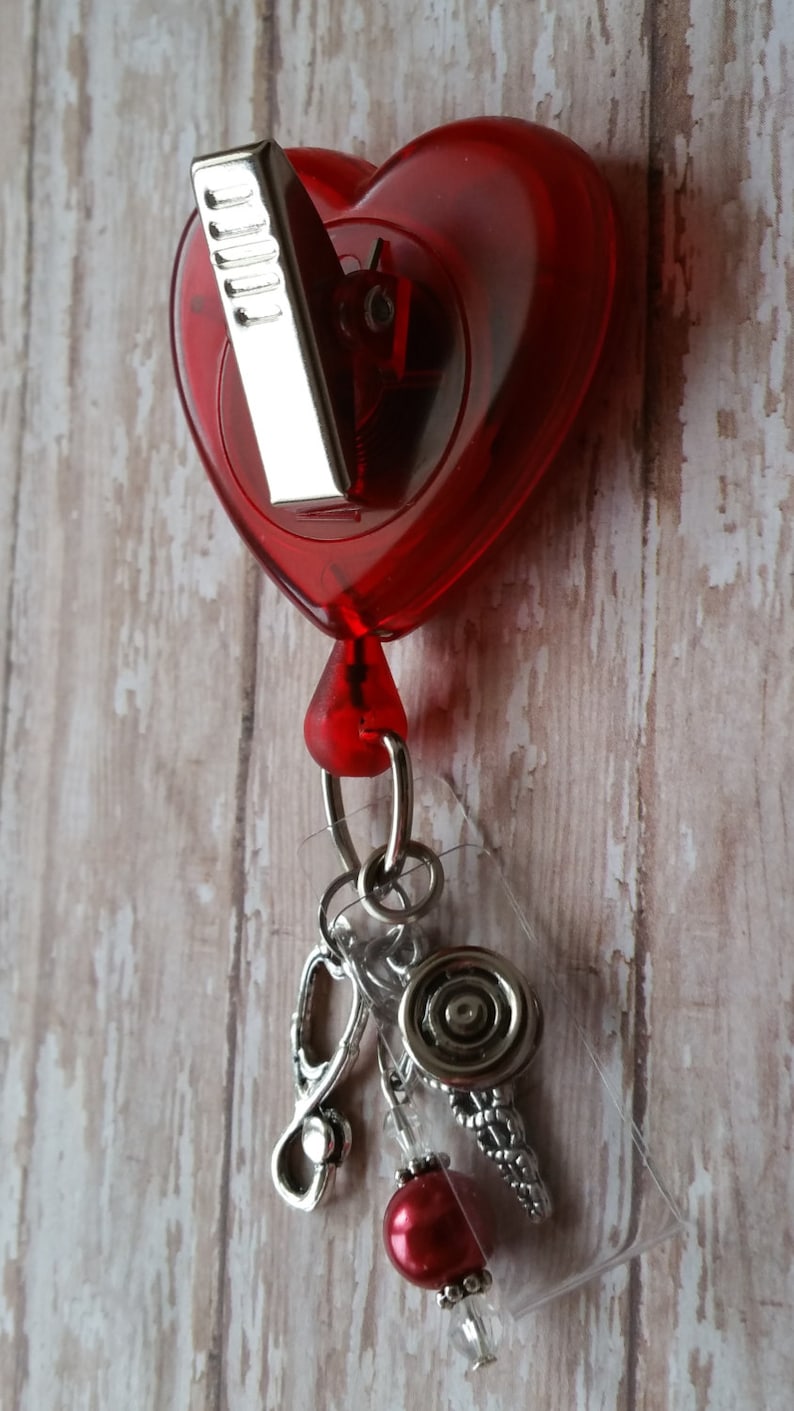 Heart Shaped Retractable Badge Holder EKG Doctor/nurse | Etsy