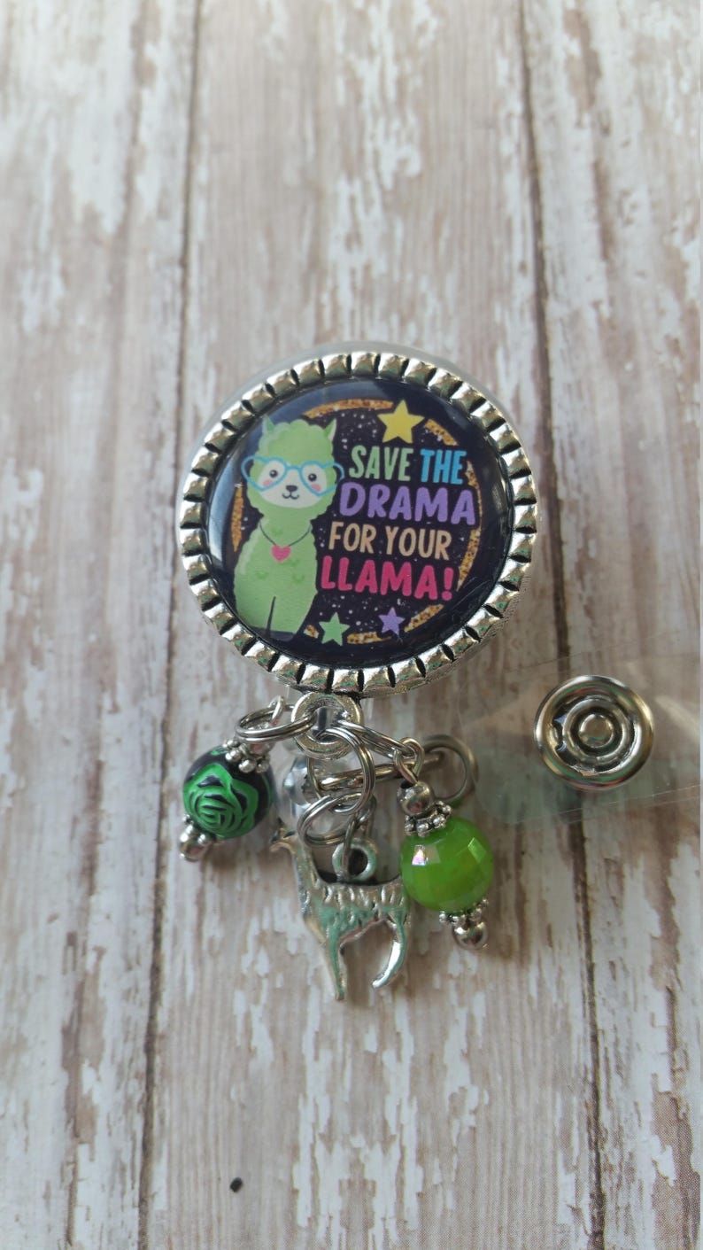 Save the Drama for Your Llama Funny Llama Themed Badge Reel | Etsy