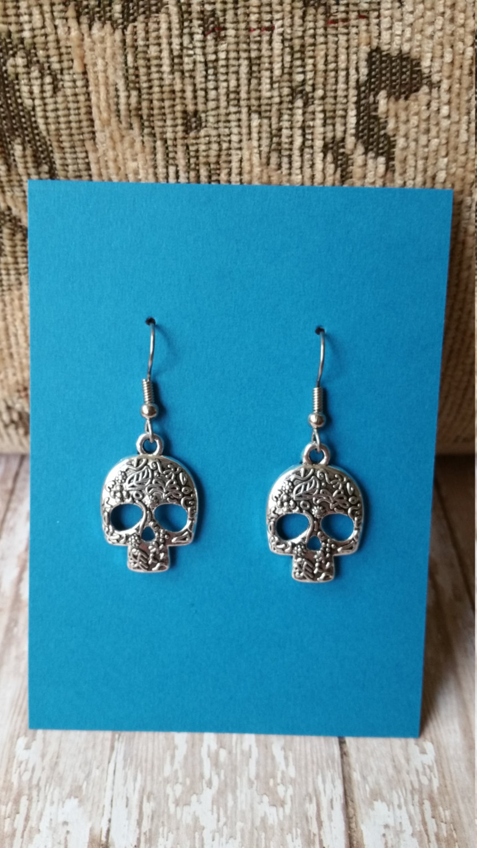 Sugar Skull/decorative Skull Charm Dangle Earrings Flat Rate - Etsy