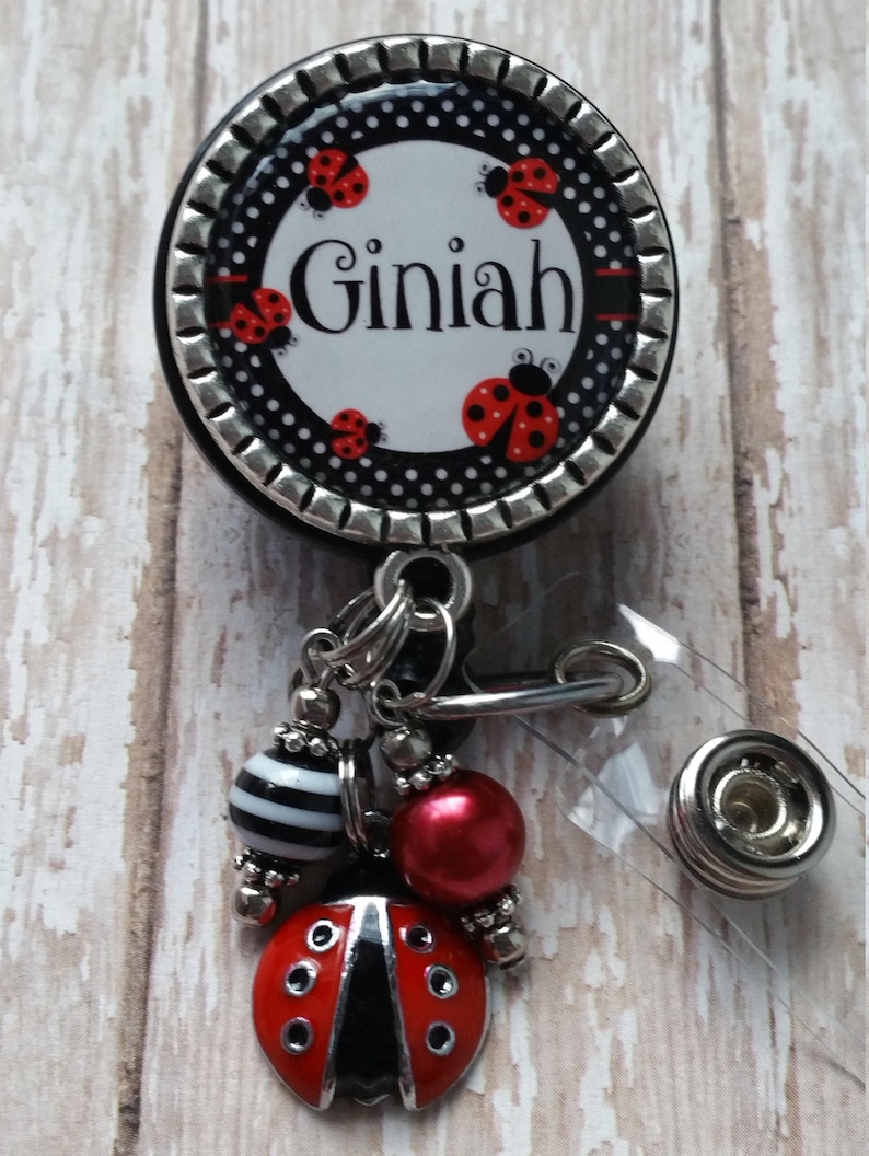 Personalized Ladybug Badge Reel See Pics Great Gift Idea - Etsy