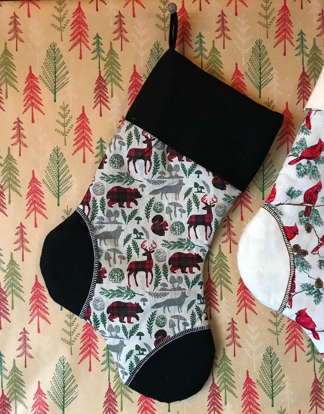 Woodland Animal Christmas Stocking - Etsy