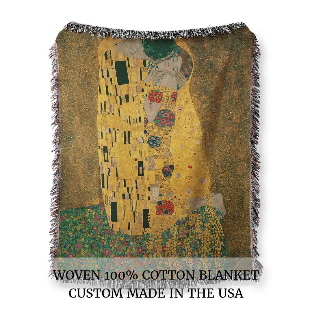 Klimt the Kiss Woven Cotton Blanket: Jacquard Tapestry Throw - Etsy
