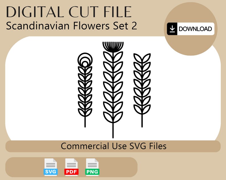 Nordic Style Folk Flowers Cut File, Laser Cutting File, Commercial Use ...