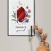 January Birthstone Printable, Garnet Crystal Art, Wicca Decor, Crystal ...
