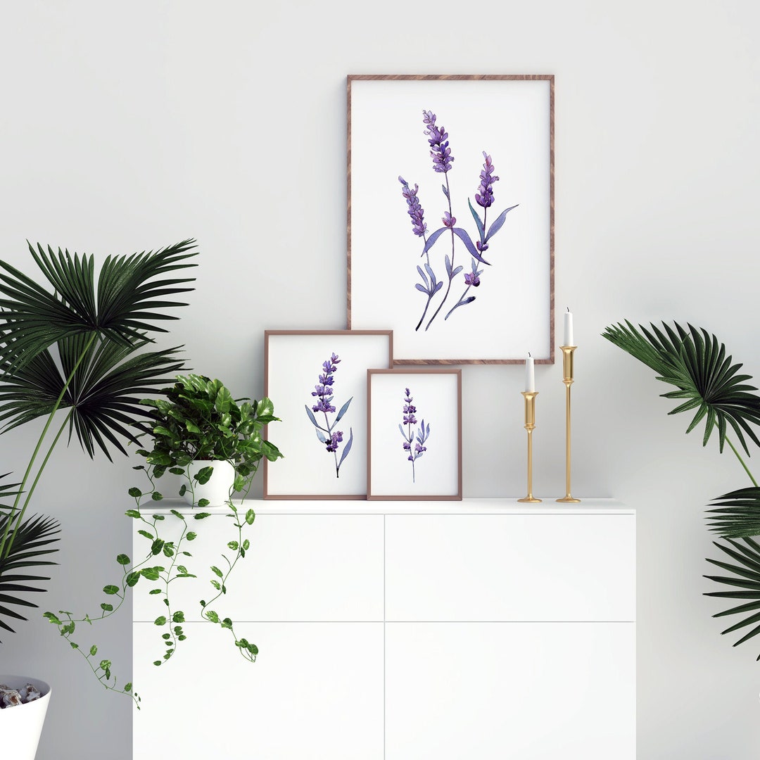 Lavender Art Print, Watercolor Flowers Print, Purple Flowers, Botanical ...