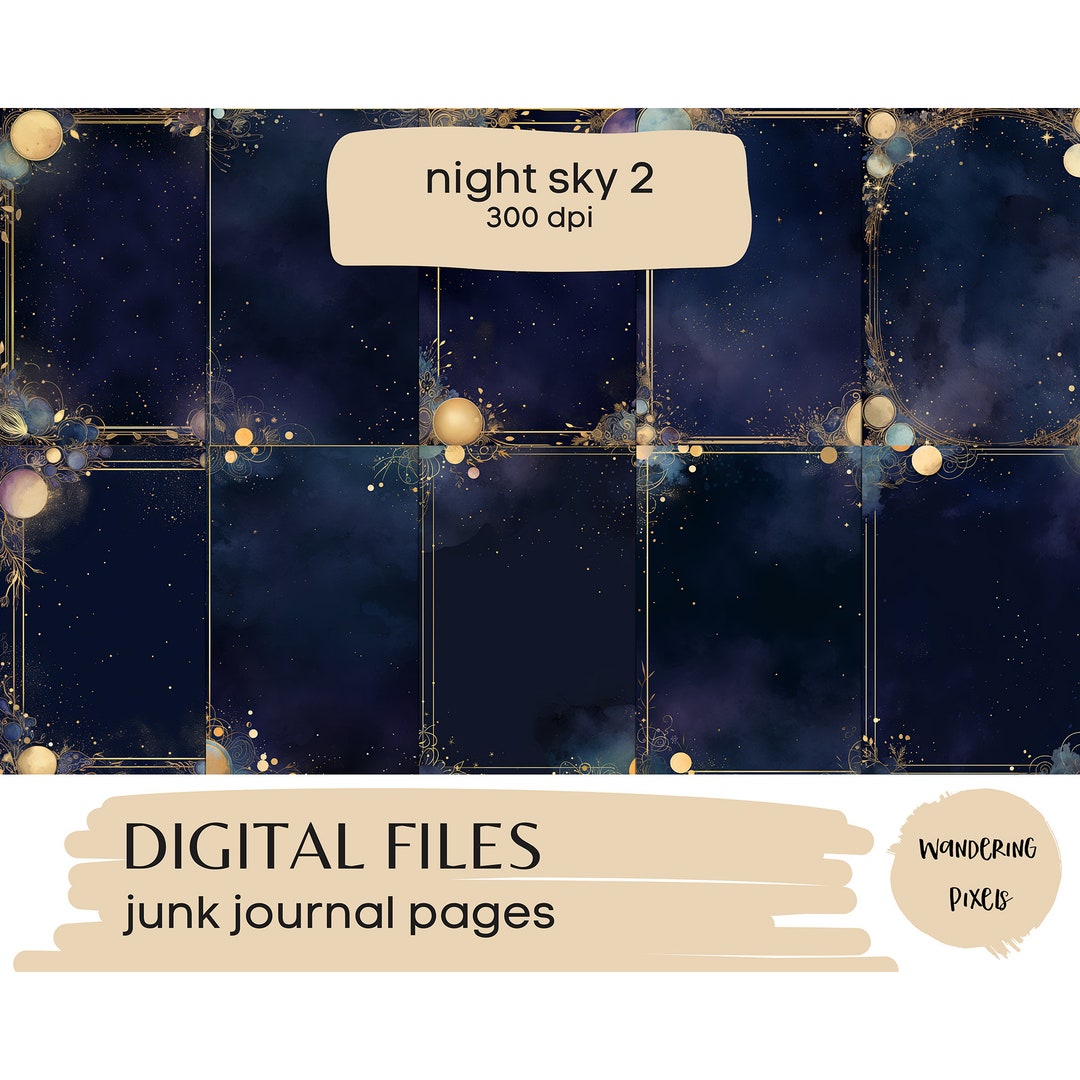 Night Sky Junk Journal Pages: Celestial Digital Paper Pack (digital ...