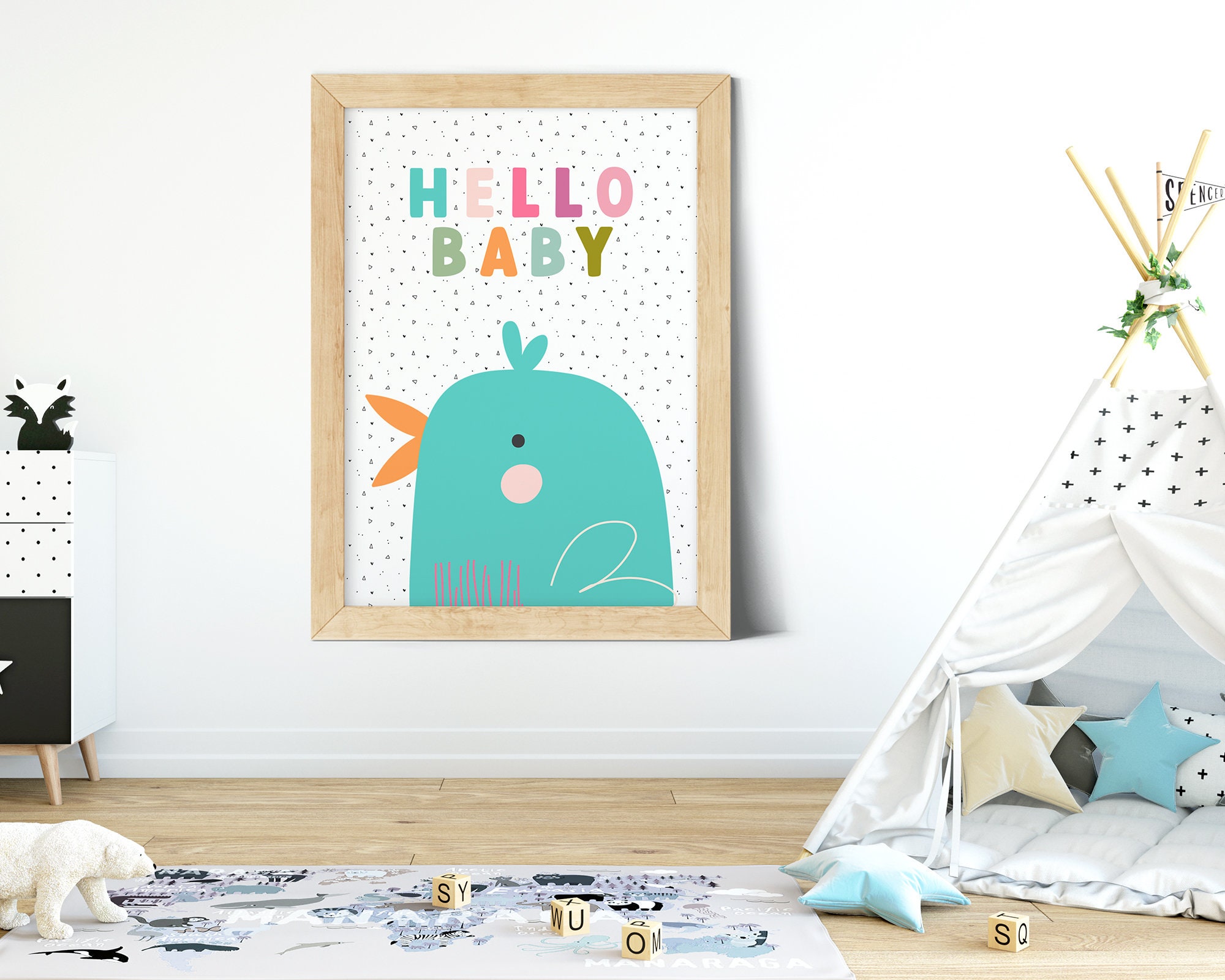 Hello Baby Art Print Kids Room Decor Nursery Prints Baby | Etsy