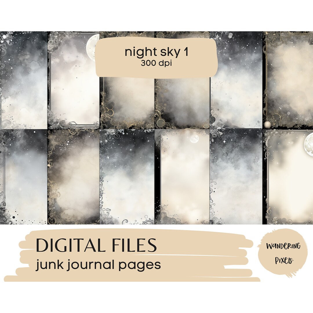 Night Sky Junk Journal Pages: Celestial Digital Paper (digital Download ...