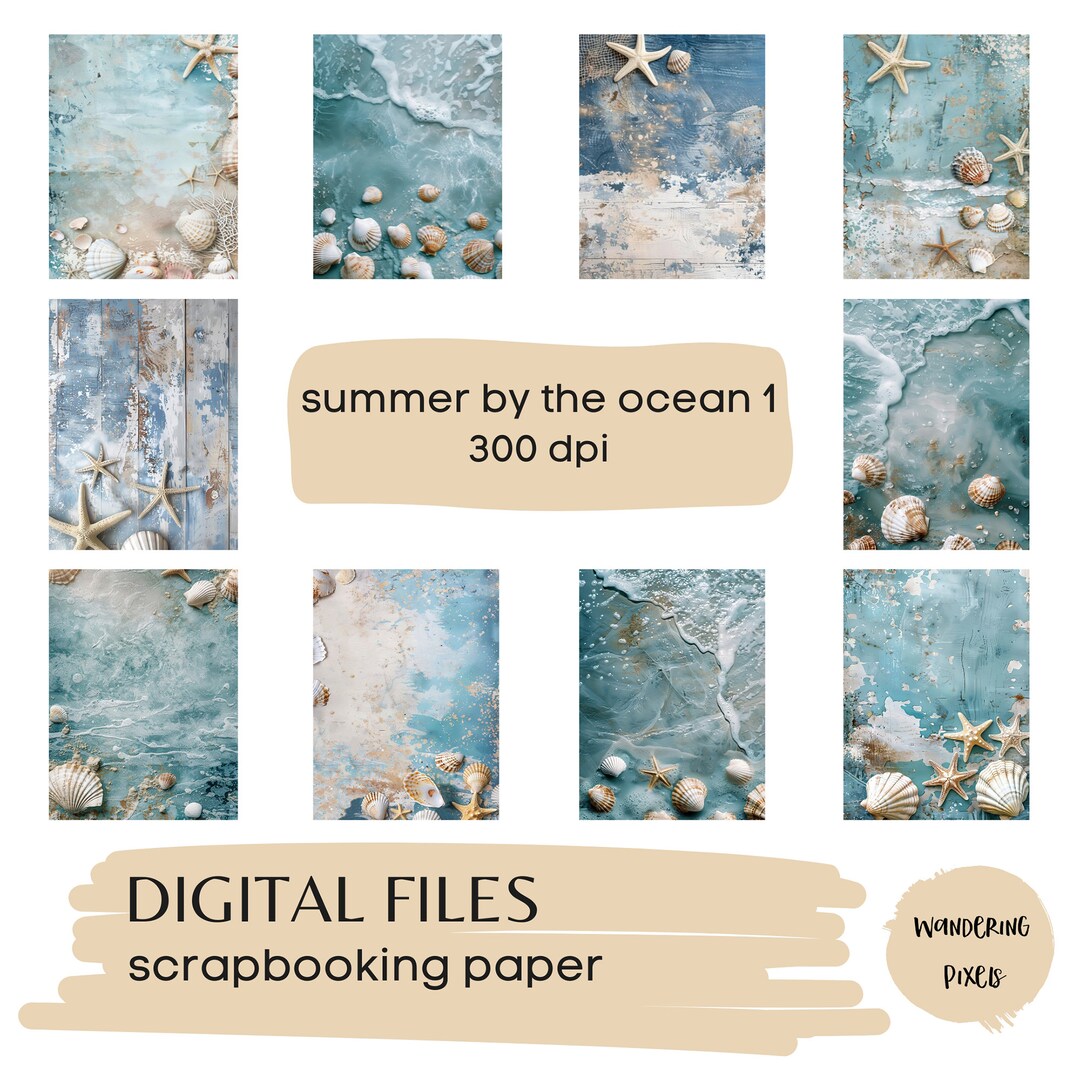 Coastal Digital Paper Pack: Seashells, Sea Stars (digital Download) - Etsy