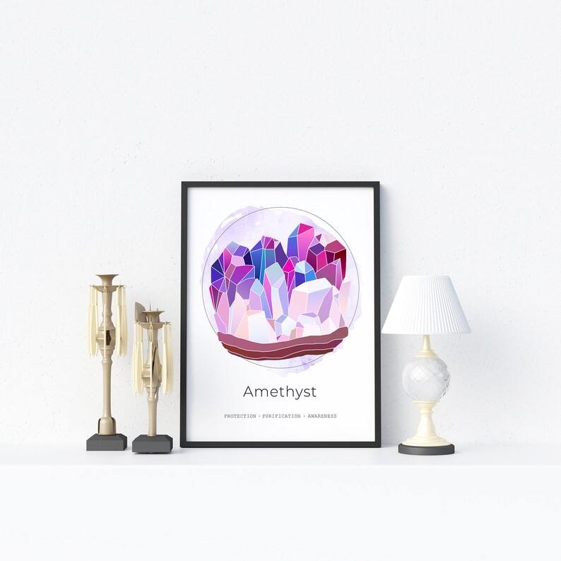 Amethyst Crystal Art Print Crystal Gem Poster February - Etsy