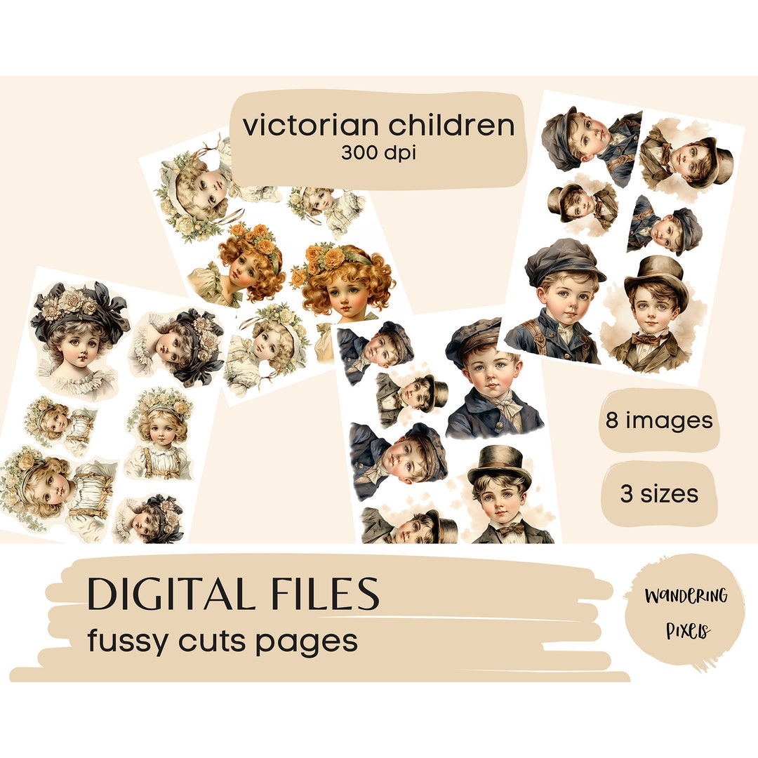 Victorian Children Fussy Cuts Pages, Printable Vintage Ephemera ...