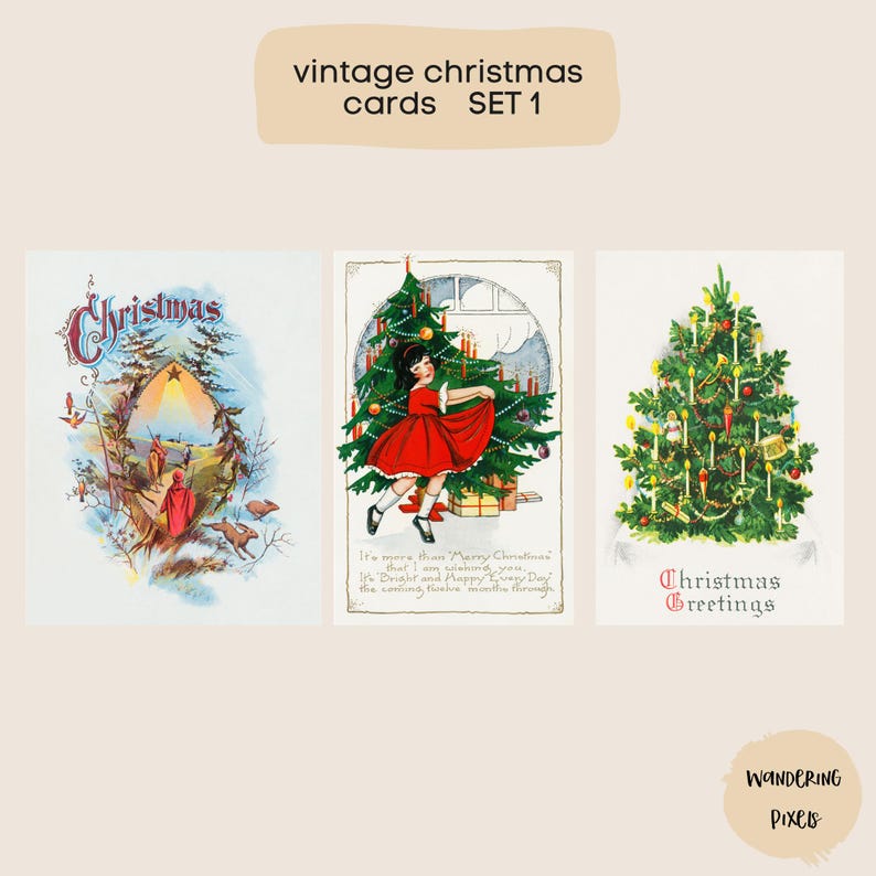 Printable Vintage Christmas Cards: 1900s Illustrations (10 Files) - Etsy