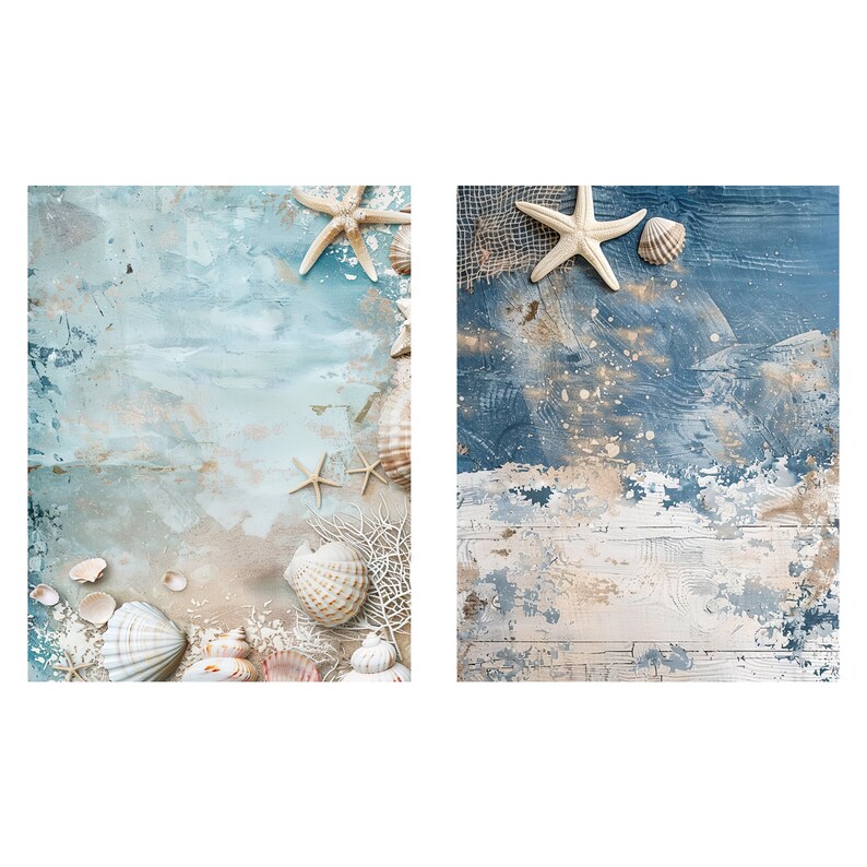 Coastal Digital Paper Pack: Seashells, Sea Stars (digital Download) - Etsy