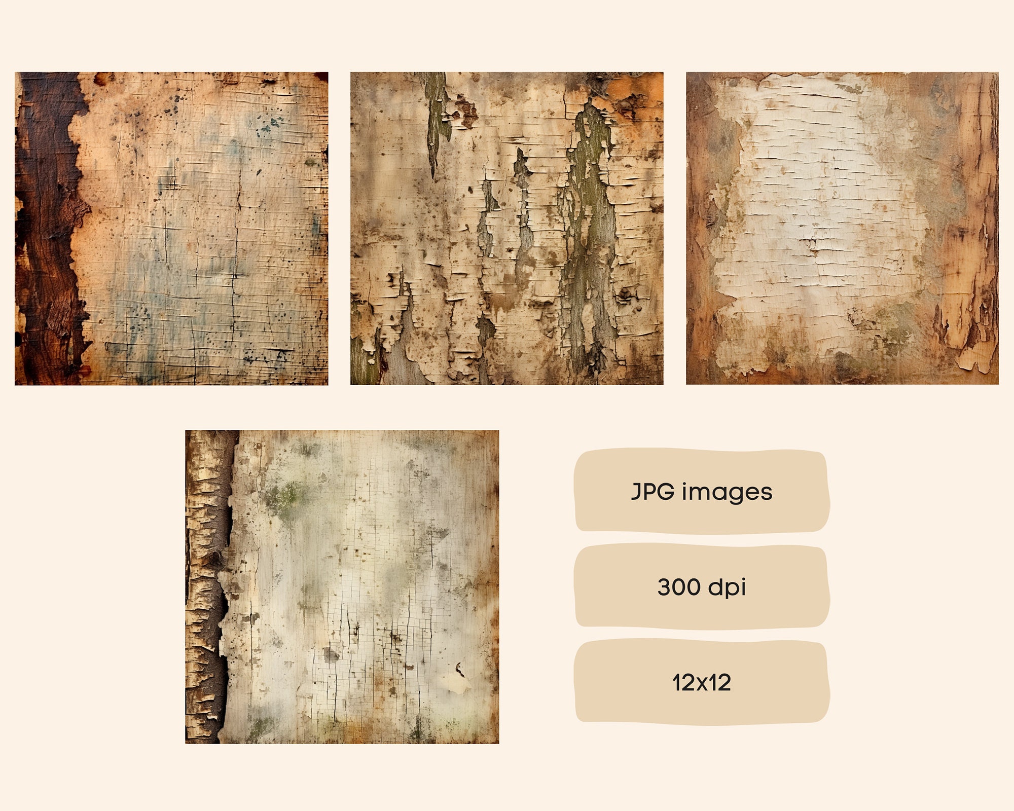 Distressed Tree Bark Digital Papers, Scrapbooking Paper, Instant ...